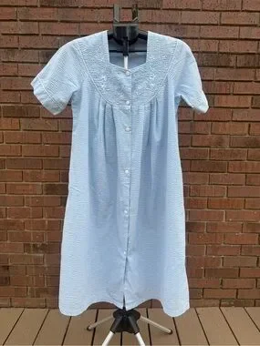 Miss Elaine | Intimates & Sleepwear | Miss Elaine Light Blue Seersucker ...